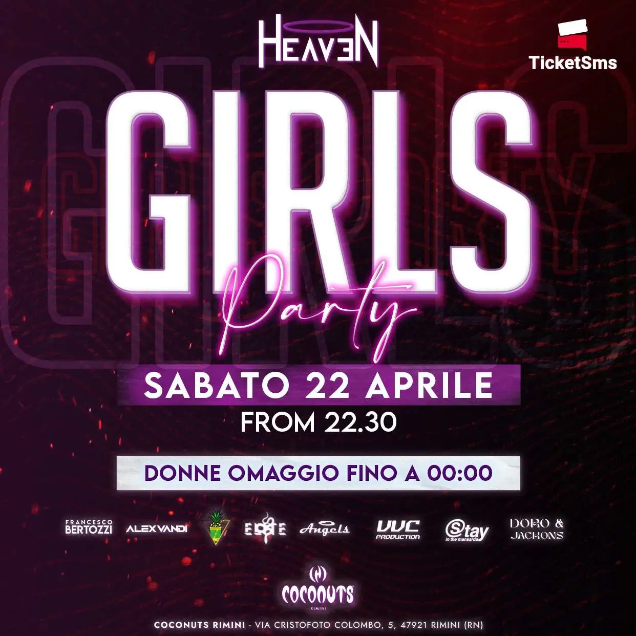 Girls Party Coconuts 22 aprile 2023. Tickets e tavoli.