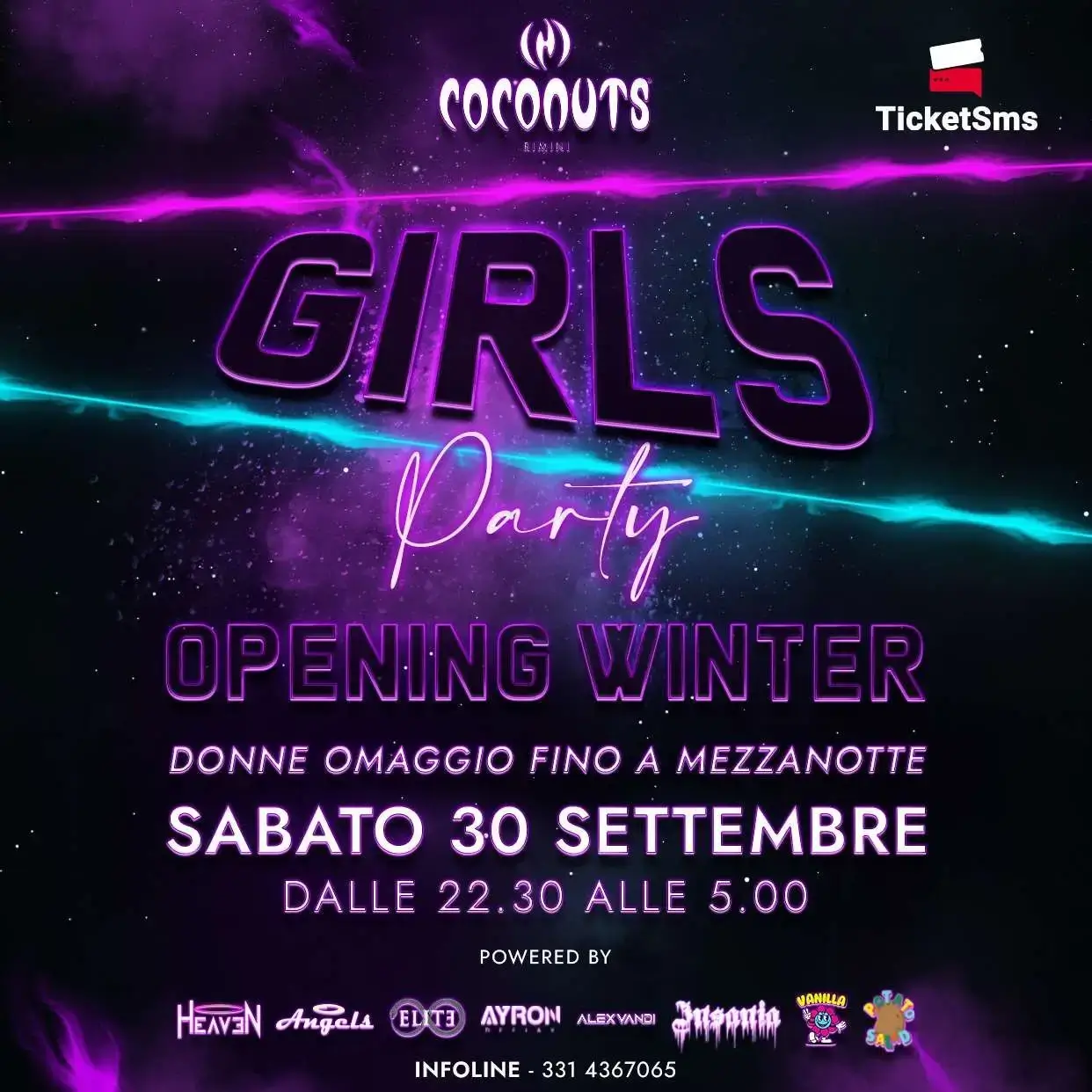 Girls Party @ Coconuts 30 settembre 2023. Biglietti e Tavoli.