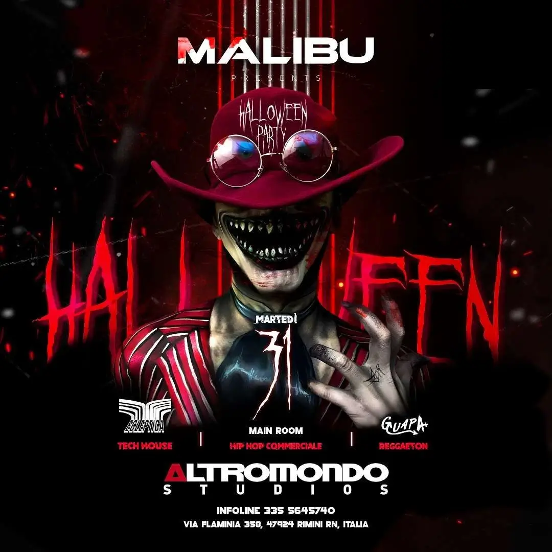 Halloween Malibu @ Altromondo Studios 31 ottobre 2023. Biglietti e Tavoli.