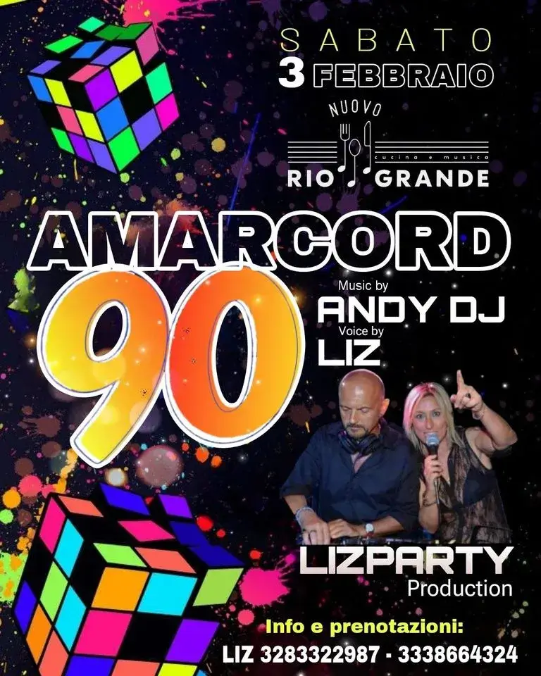 Amarcord 90 @ Riogrande 03 febbraio 2024. Biglietti