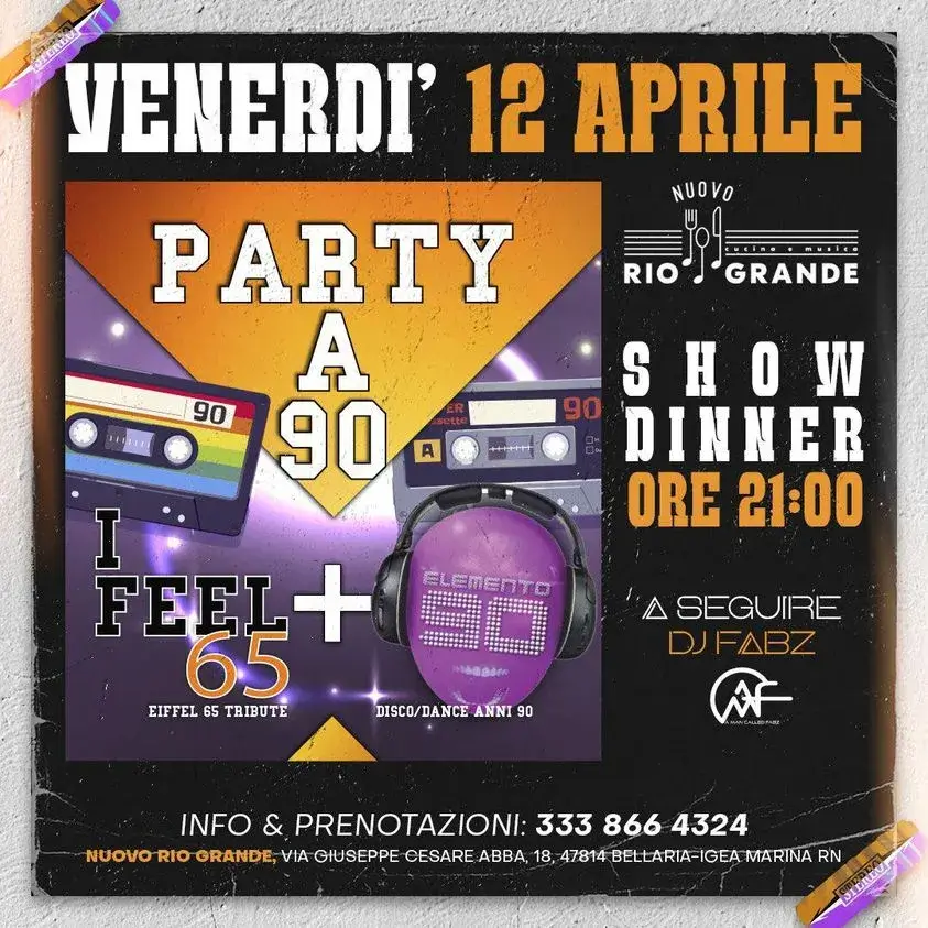 Party A 90 @ Riogrande 12 aprile 2024. Biglietti