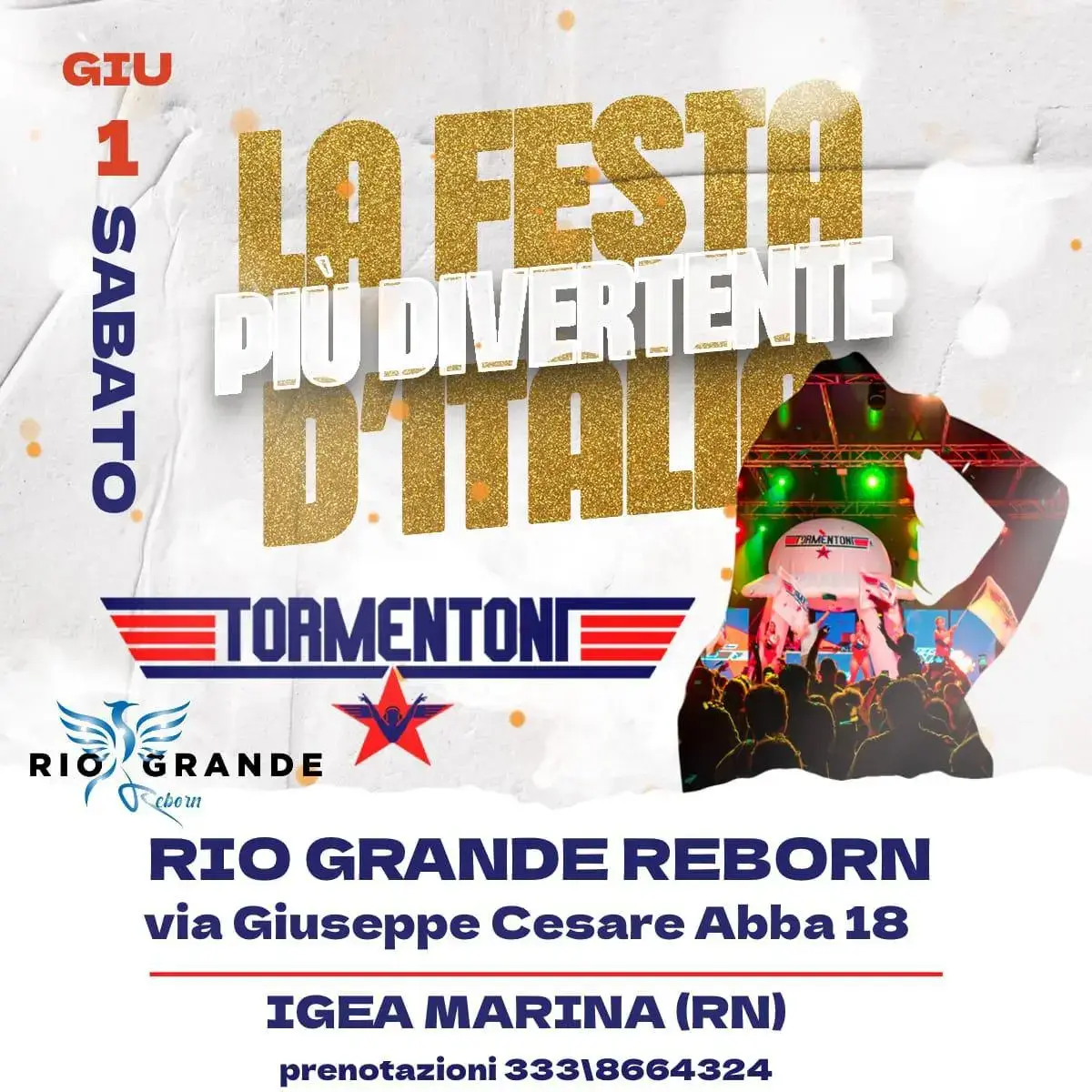 Tormentoni @ Riogrande 01 giugno 2024. Biglietti e Tavoli