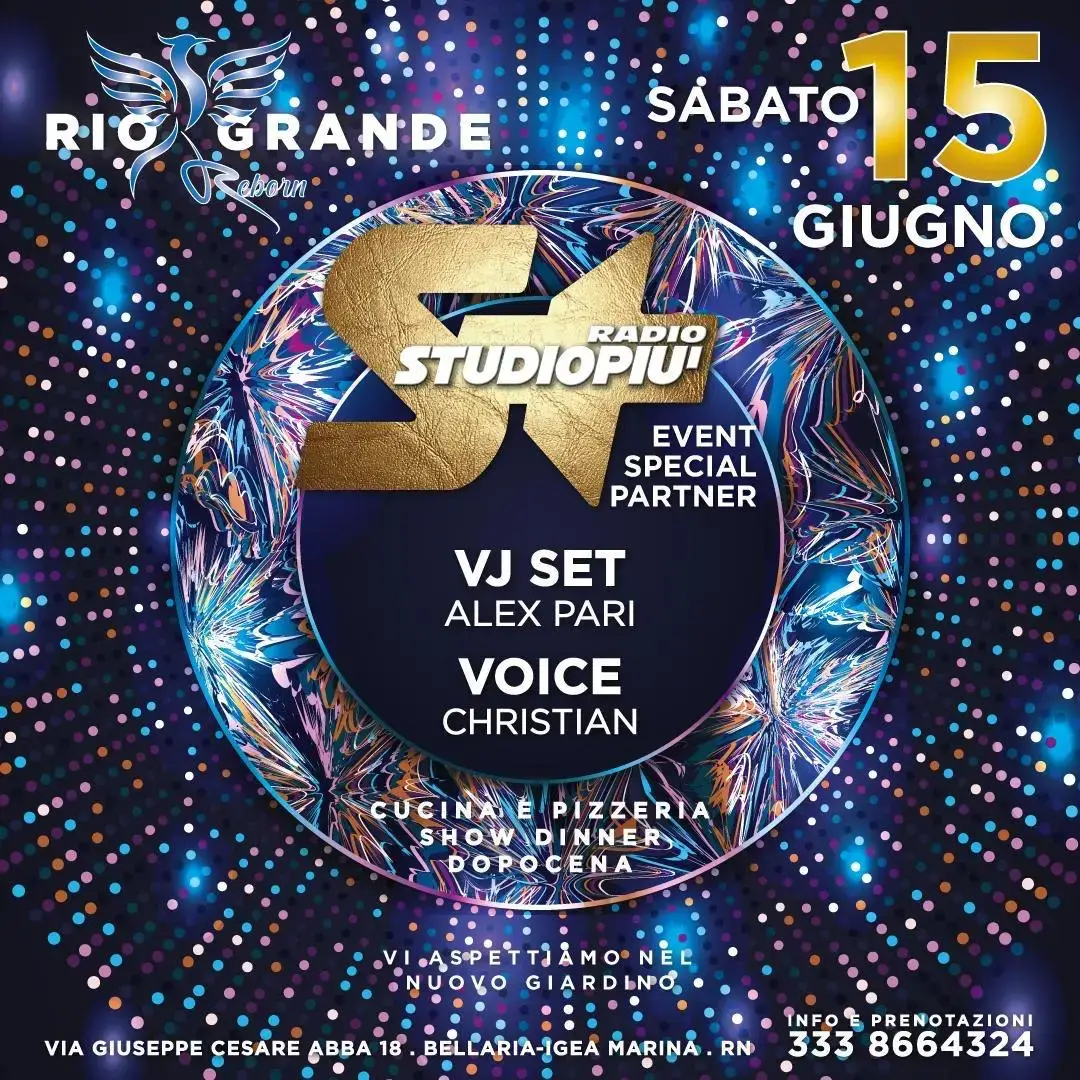 Radio Studio Più @ Riogrande 15 giugno 2024. Biglietti e Tavoli