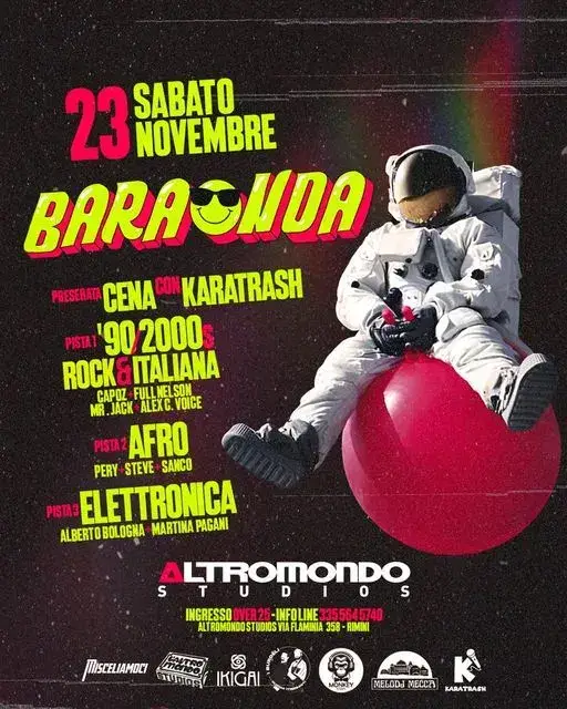 BARAONDA @ Altromondo Studios 23 novembre 2024. Biglietti e Tavoli