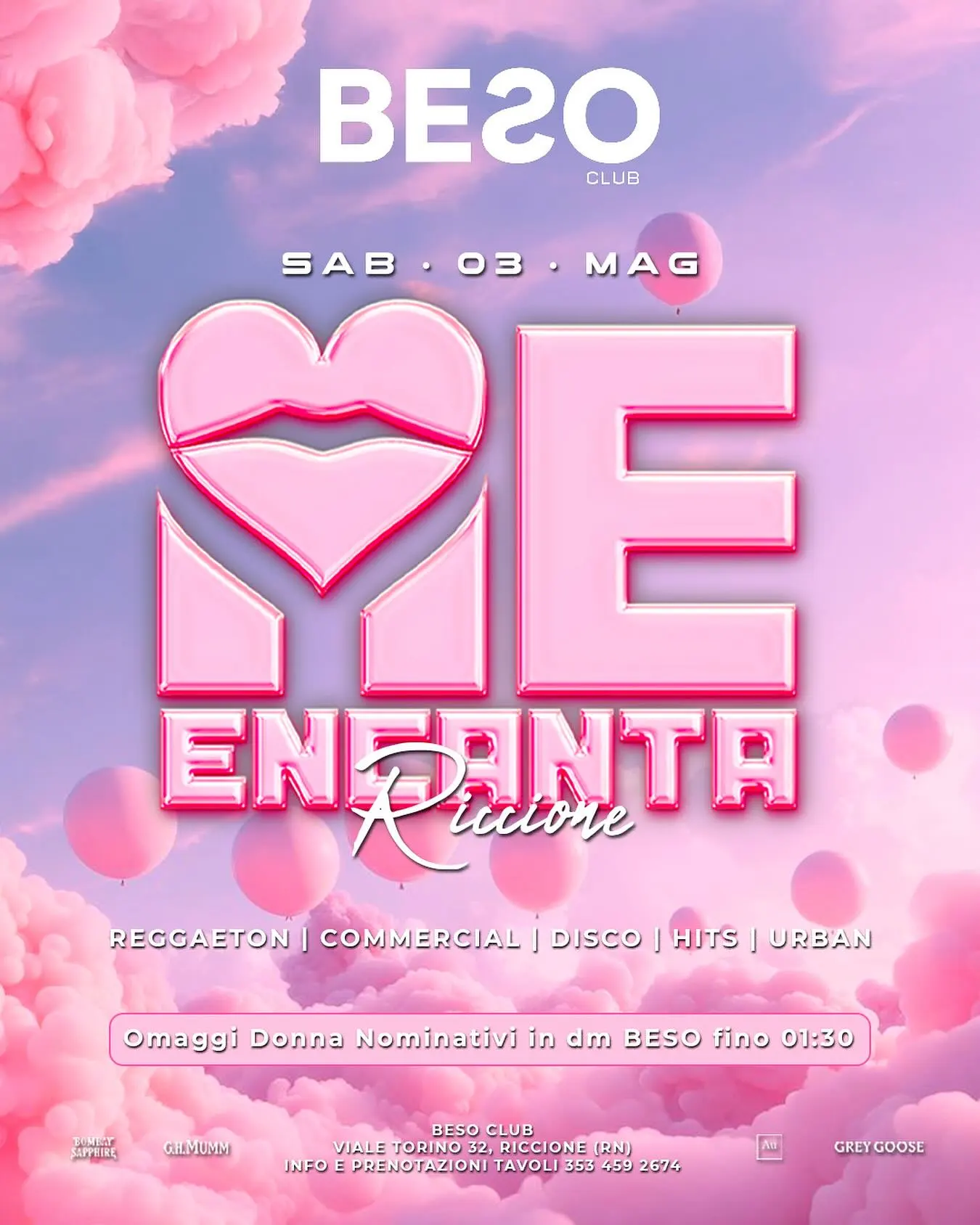 ME ENCANTA @ Beso Club 03 maggio 2025. Biglietti e Tavoli