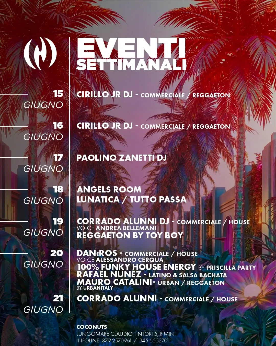 Notte Rosa @ Coconuts 20 giugno 2026. Ticket Tavoli